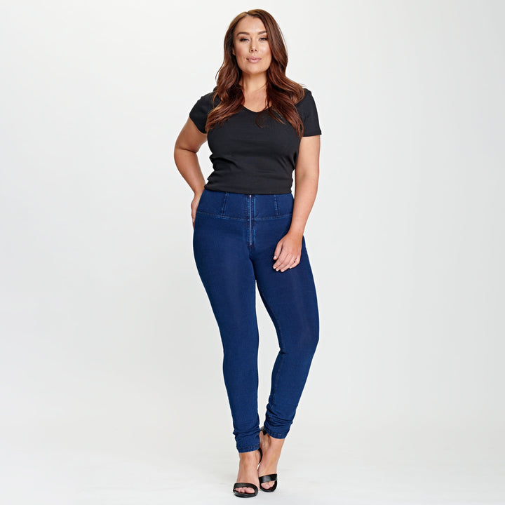 WR.UP® Denim - High Waisted - Full Length - Dark Blue + Blue Stitching