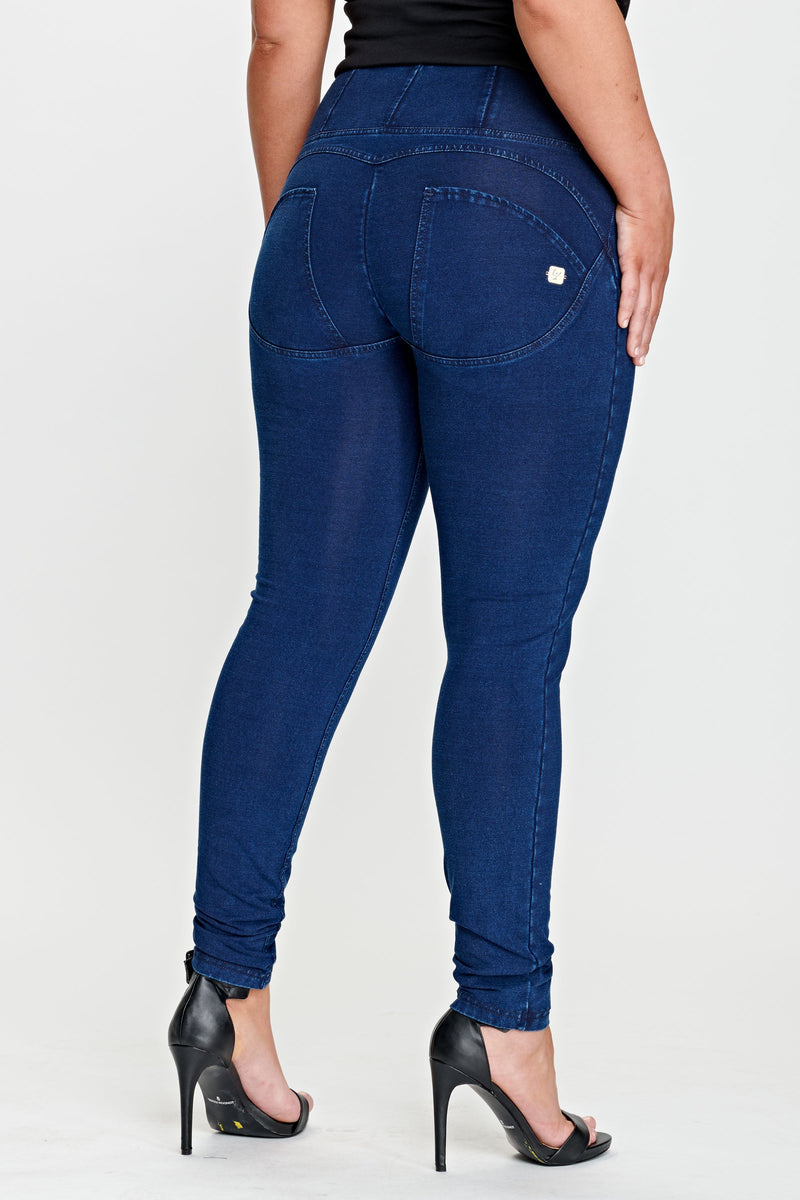 Dark Blue + Blue Stitching High Waisted Full Length WR.UP® Denim Pants ...