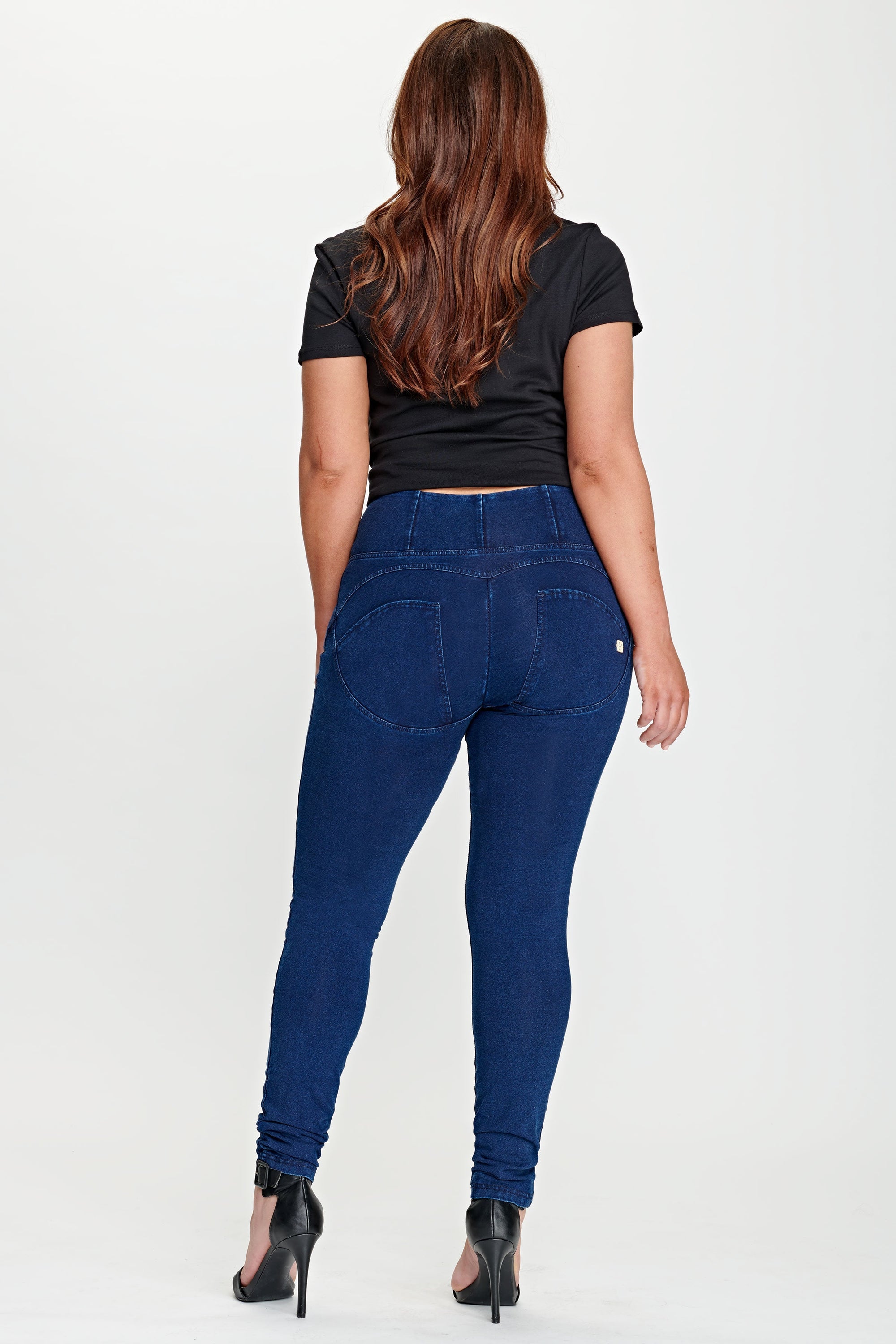 Dark Blue + Blue Stitching High Waisted Full Length WR.UP® Denim Pants ...
